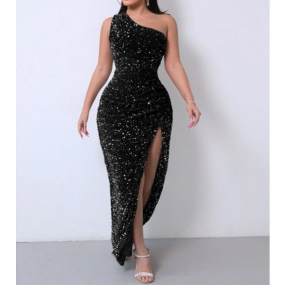 Dresses | Luxe One Shoulder Wrap Party Dress Bridesmaid Prom Wedding ...